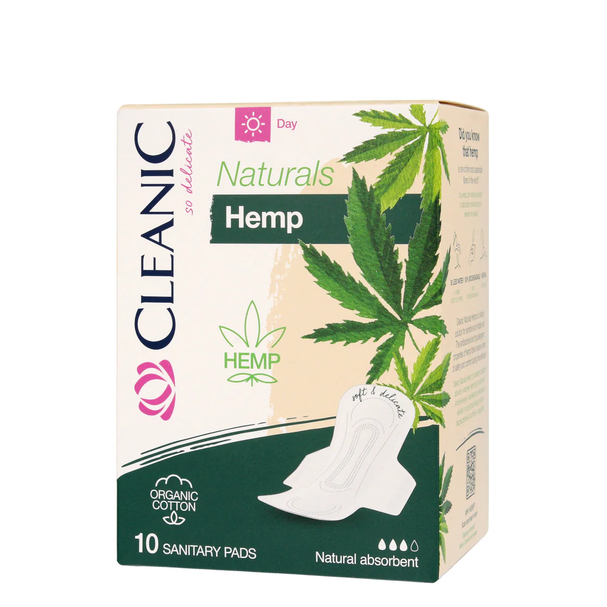 Cleanic Naturals Hemp Day Sanitary Pads – 10 pcs - Polish American Pharmacy