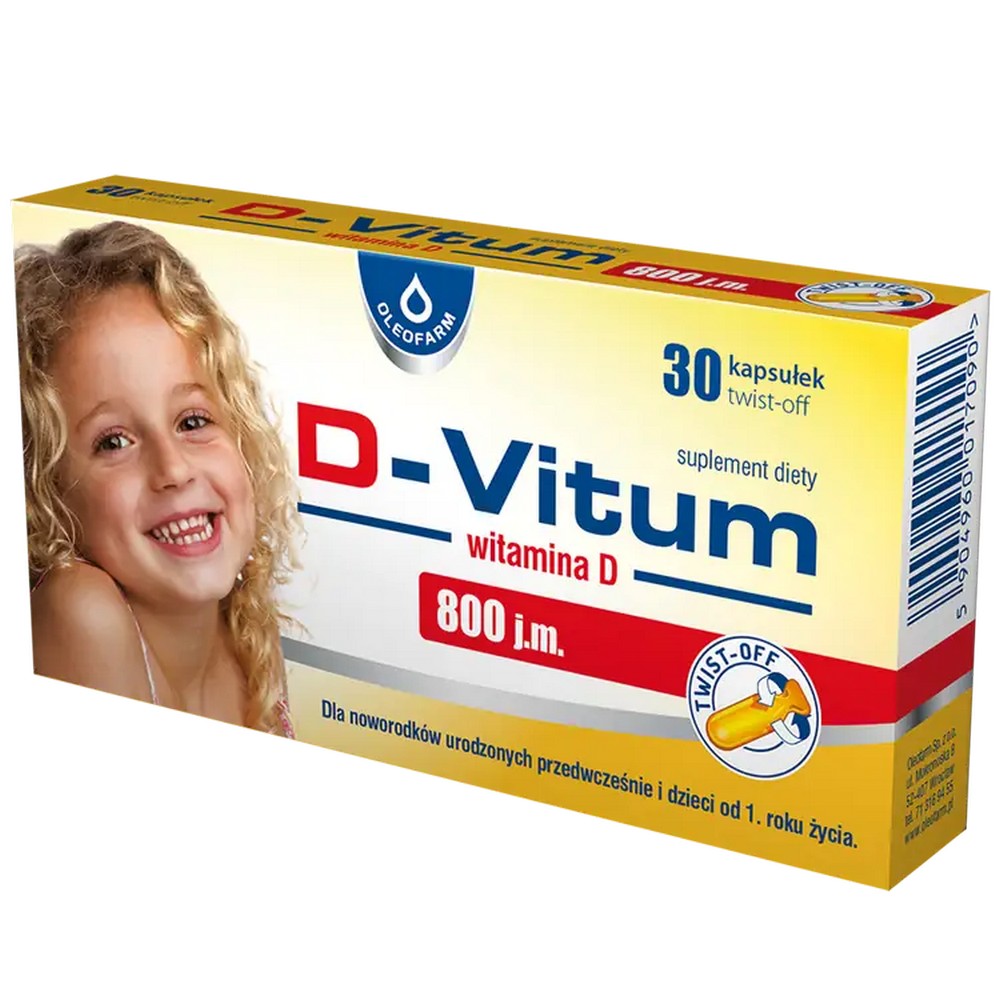 D-Vitum 800 IU – 30 Twist-Off Capsules - Polish American Pharmacy