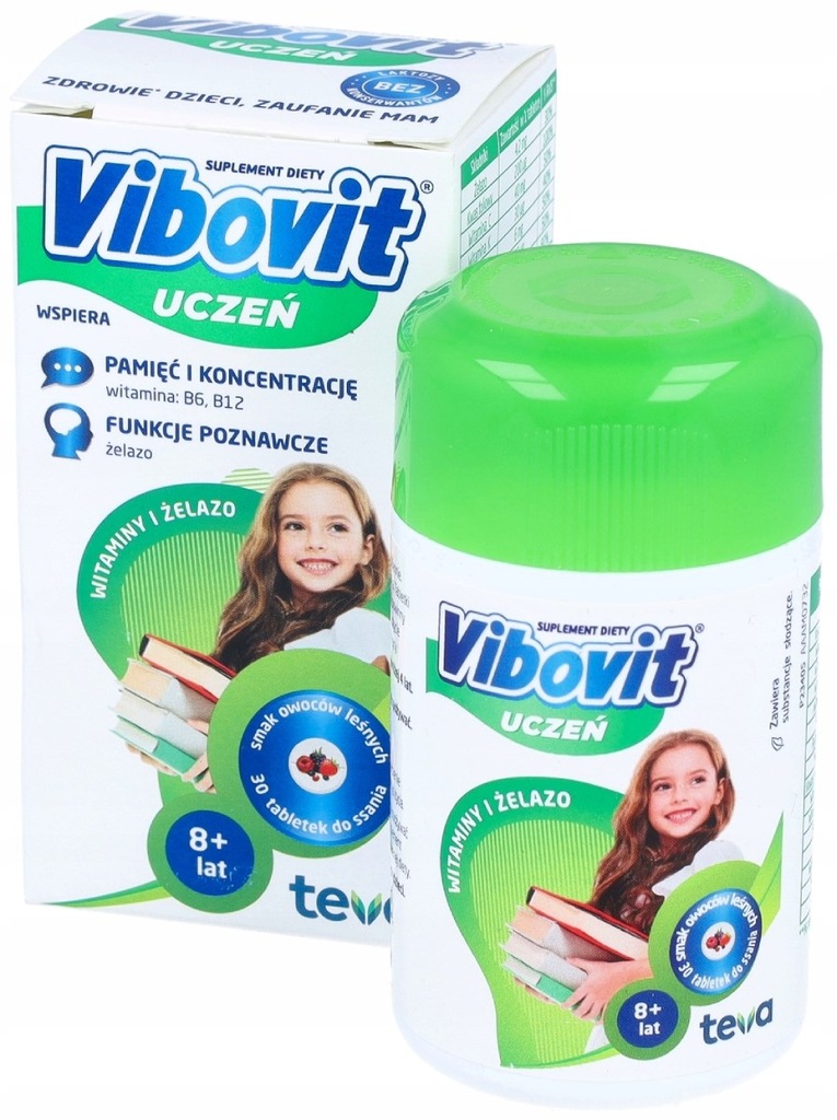 Vibovit Uczeń – 30 Chewable Tablets with Forest Fruit Flavor - Polish ...